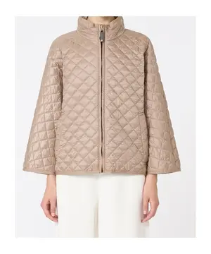 Max Mara Delfina Quilted High Neck Coat - Nude
