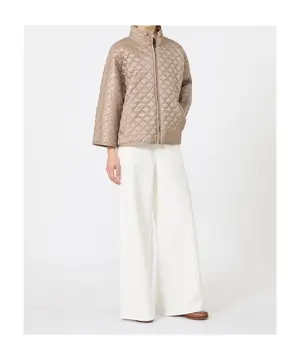 Max Mara Delfina Quilted High Neck Coat - Nude