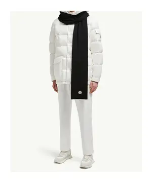 Moncler Logo Patch Ribbed Scarf - Black