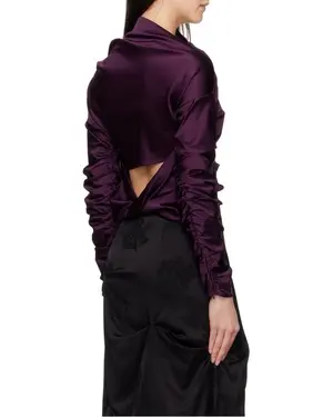 GANNI Pleated Long Sleeve Top - Black