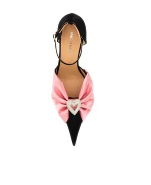 MACHMACH Mach & Mach Bow Detailed Pointed Toe Pumps With Ankle Strap