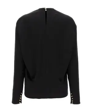 LANVIN Draped Eyelet Detail Blouse