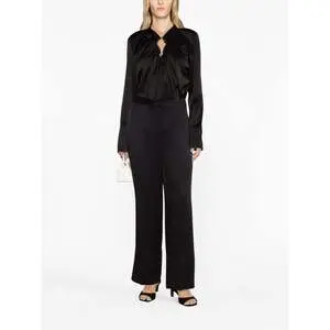 LANVIN Draped Eyelet Detail Blouse