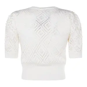 TWINSET Embellished Short-sleeved Knitted Sweater - White