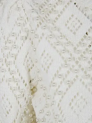 TWINSET Embellished Short-sleeved Knitted Sweater - White