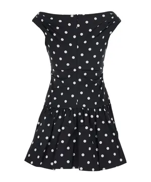 SELF-PORTRAIT Polka Dot Mini Dress - Black