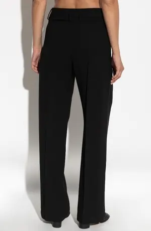 FORTE_FORTE Pleated Straight Leg Trousers - Black