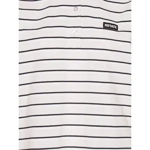 ROTATE BY BIRGER CHRISTENSEN Logo Patch Striped Oversized Polo Shirt - No