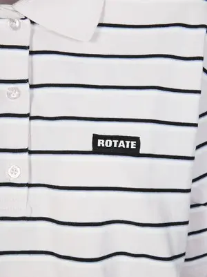 ROTATE BY BIRGER CHRISTENSEN Logo Patch Striped Oversized Polo Shirt - No