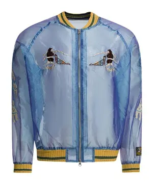 Kapital Embroidered Sheer Mosquito Guard Bomber Jacket - Blue