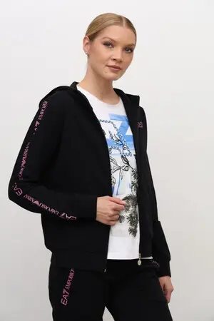 EA7 Zip-up Hooded Sweater With Logo Detailing