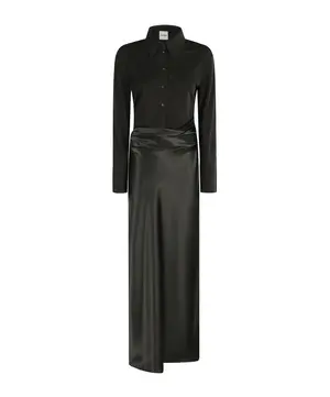 Nanushka Scylla Mesh Slip Satin Maxi Dress - No