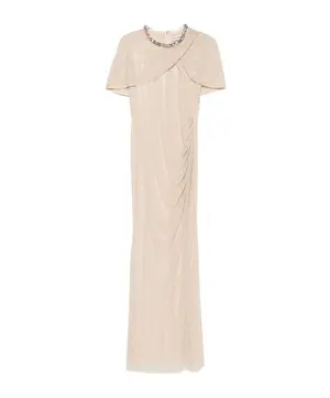 SELF-PORTRAIT Embellished Draped Maxi Dress - Champ