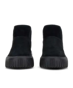 Hogan Suede Slip-on Ankle Boots With Logo Patch - Black