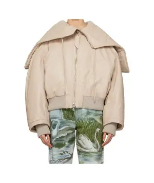 Attico Padded Leather Bomber Jacket