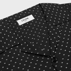 Celine Hawaiian Shirt In Printed Viscose - Black