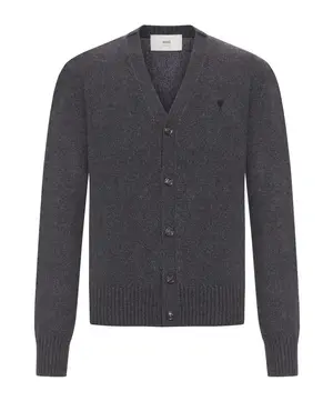 Ami Paris Gray Cashmere Cardigans For Men