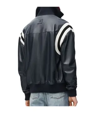 Loewe High Waist Zip-up Bomber Jacket - Dark Navy