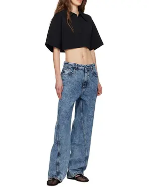Alaïa Cropped Short Sleeve Polo Top