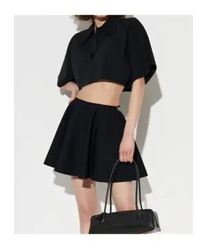 Alaïa Cropped Short Sleeve Polo Top