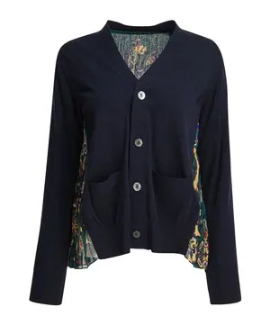 Sacai Floral Print Cardigan - Blue