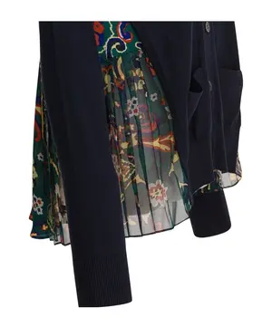 Sacai Floral Print Cardigan - Blue