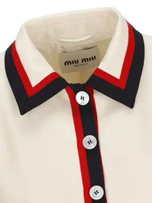 Miu Miu Single-breasted Panama Silk Jacket With Contrasting Trim