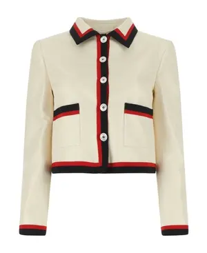 Miu Miu Single-breasted Panama Silk Jacket With Contrasting Trim