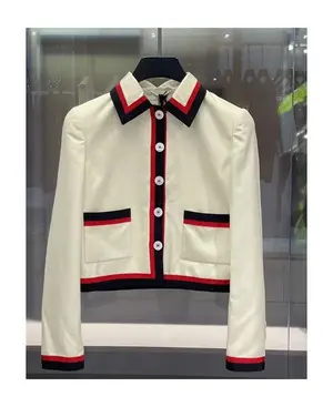 Miu Miu Single-breasted Panama Silk Jacket With Contrasting Trim