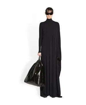 Balenciaga Asymmetrical High-neck Long-sleeve Dress
