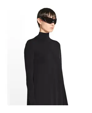 Balenciaga Asymmetrical High-neck Long-sleeve Dress