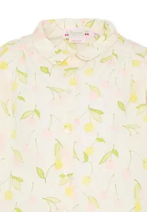 Bonpoint Cherry Print Short Sleeve Blouse