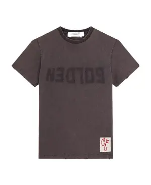 GOLDEN GOOSE Logo Printed Crewneck T-shirt - Black