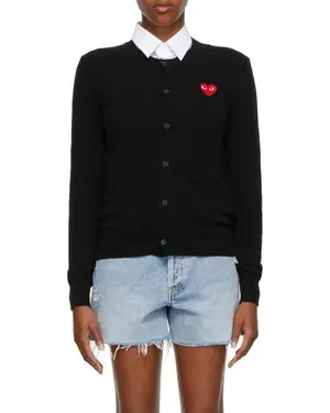 Play Comme Des Garcon Heart-patch Knit Cardigan