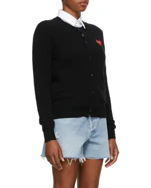 Play Comme Des Garcon Heart-patch Knit Cardigan
