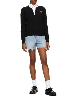 Play Comme Des Garcon Heart-patch Knit Cardigan