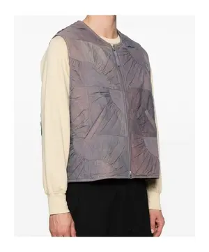 STORY MFG. Zippered Vest With Pleated Design - Gray