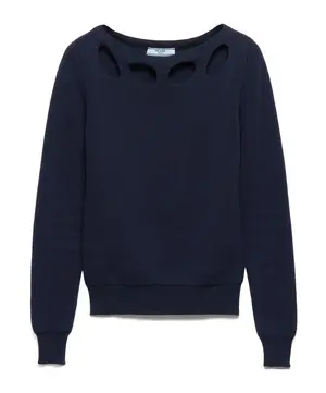 Prada Boat Neck Long Sleeve Jumper - Navy