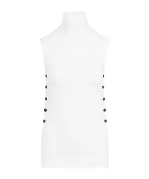 Giorgio Armani Sleeveless High Neck Knitted Top - White