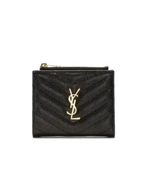 Saint Laurent Monogram Zipped Bi-fold Wallet - Black
