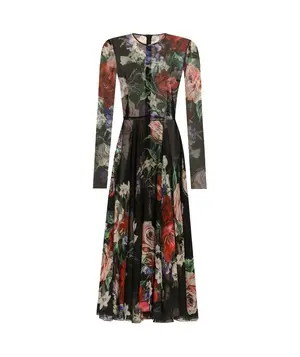 Dolce & Gabbana Floral Print Chiffon Calf-length Dress