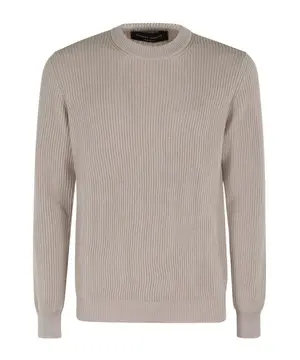 ROBERTO COLLINA Crew Neck Ribbed Sweater - Nude