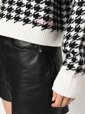 Miu Miu Houndstooth Knit Cashmere Cardigan