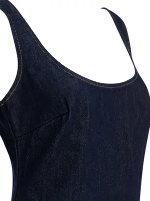 SELF-PORTRAIT Floral Appliqué Denim Mini Dress - Indigo