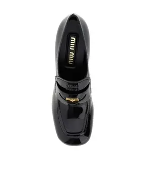 Miu Miu High-heeled Slip-on Moccasins With Logo Detail