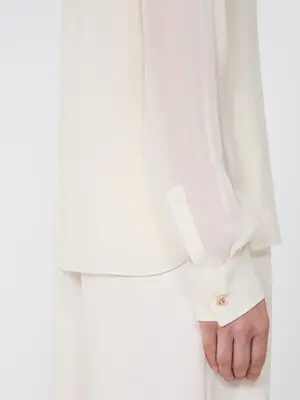 Max Mara Long Sleeve Boat Neck Silk Georgette Blouse