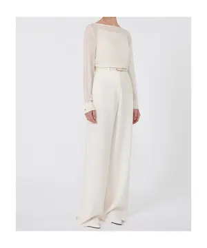 Max Mara Long Sleeve Boat Neck Silk Georgette Blouse
