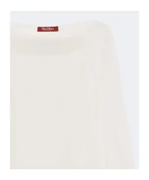 Max Mara Long Sleeve Boat Neck Silk Georgette Blouse - Ivory