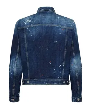Dsquared2 Denim Jacket With Paint Splatter Detail - Medium Blue