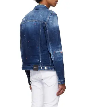 Dsquared2 Denim Jacket With Paint Splatter Detail - Medium Blue